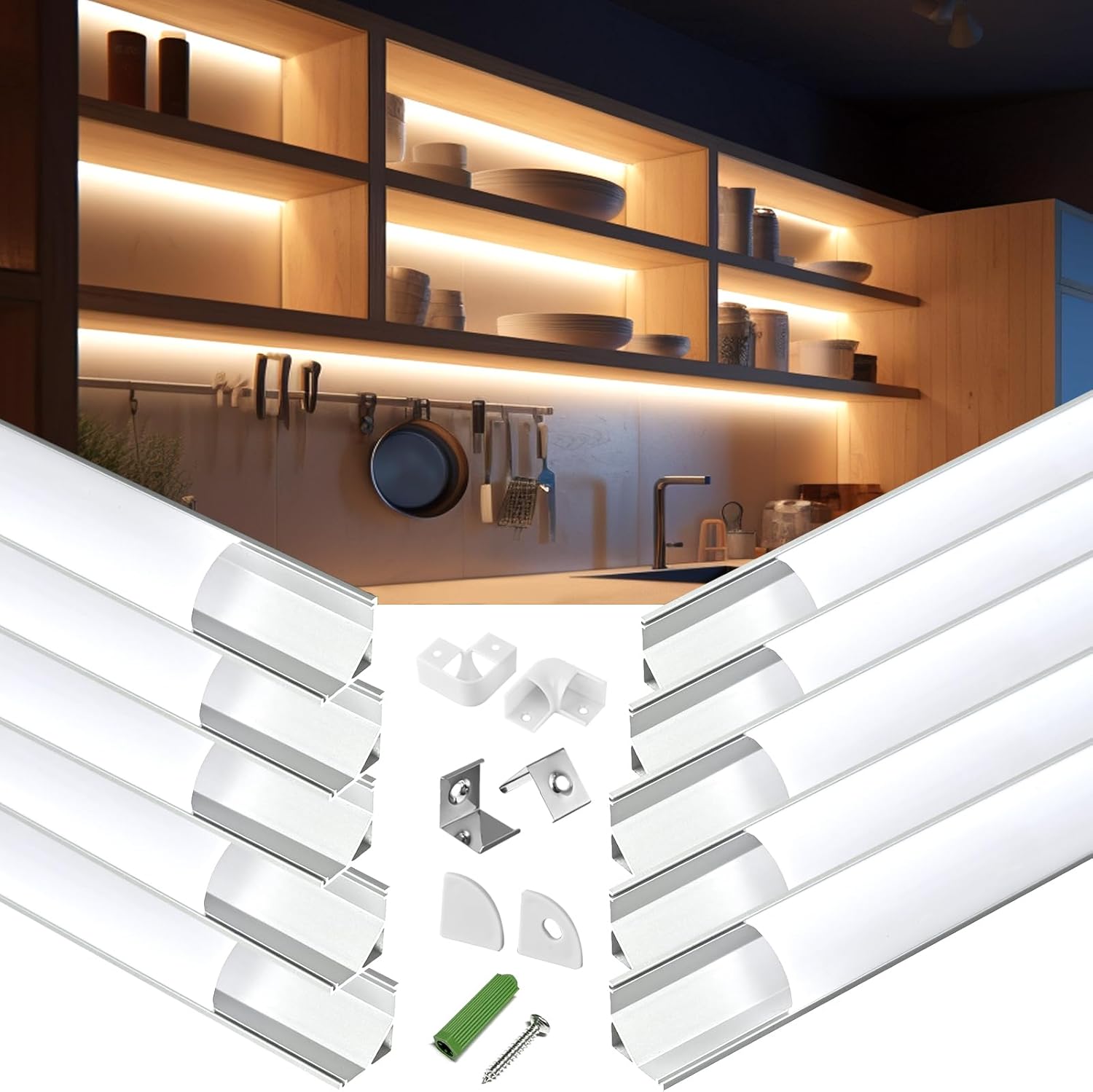 Tiianmai 10-Pack 3.3FT/1Meter V Shape 16x16mm LED Channel Diffuser ...