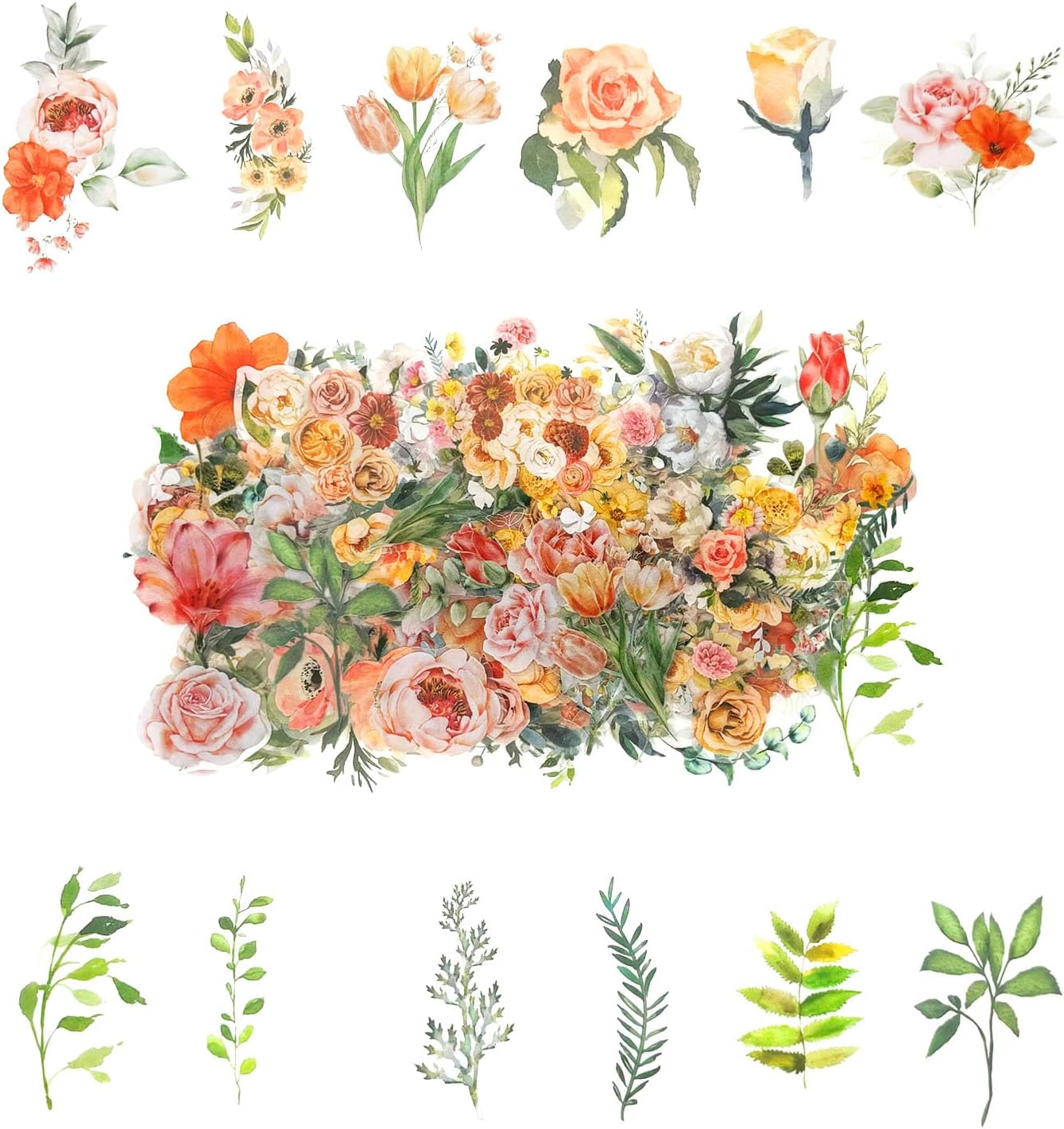 Amazon.com: Obujopal 100 Pcs Natural Botanical Flower Stickers ...