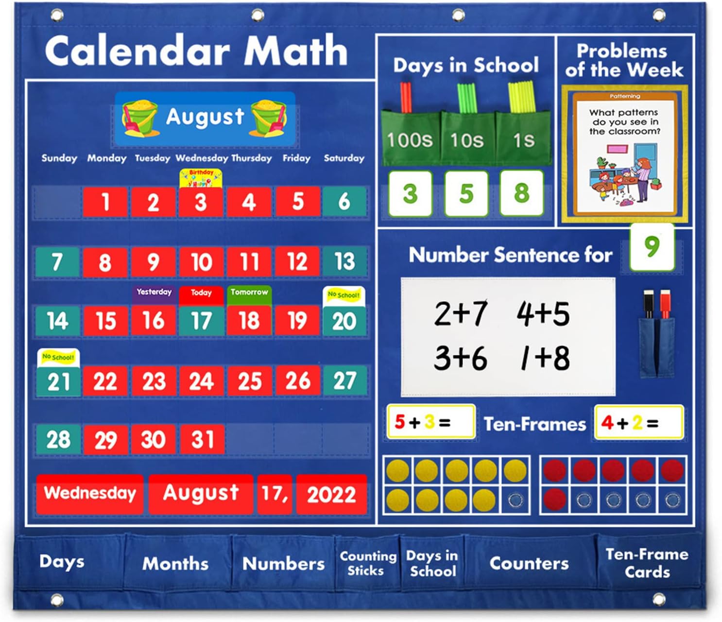 Classroom Calendar Set | Educational Students Math Calendar Chart ...