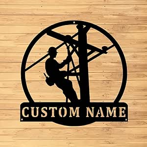 Amazon.com: Custom Lineman Metal Wall Art - Personalized Name Sign ...