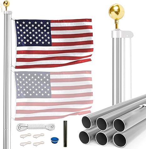 Amazon.com : 25 FT Flag Pole Kit -100% MADE IN THE USA Heavy Duty High ...