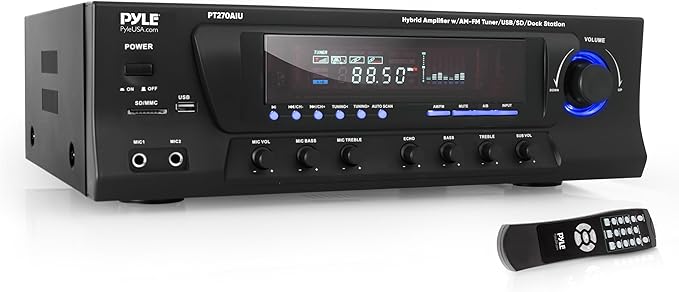 Amazon.com: Pyle Home 300W Digital Stereo Receiver System - AM/FM Qtz ...