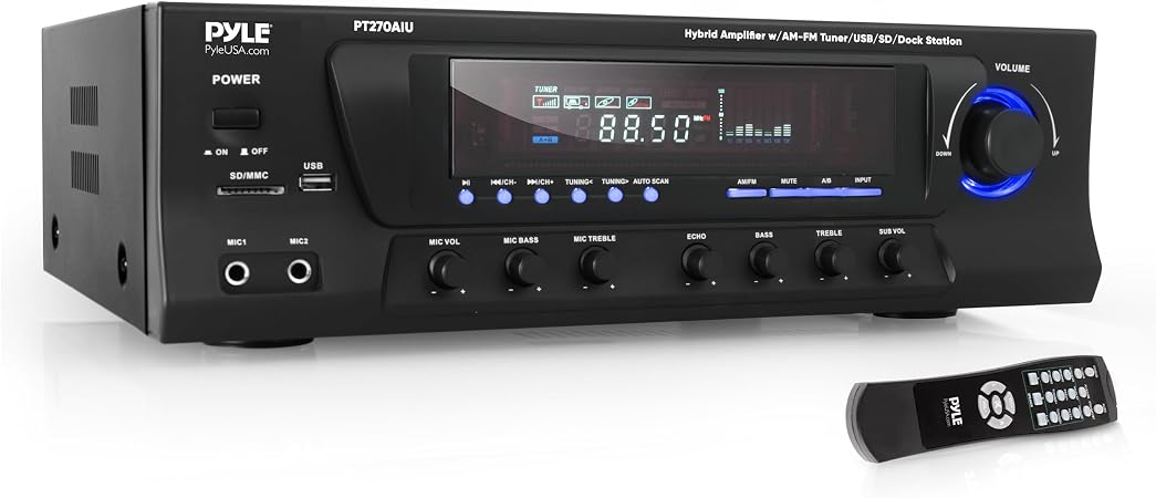 Amazon.com: Pyle Home 300W Digital Stereo Receiver System - AM/FM Qtz ...