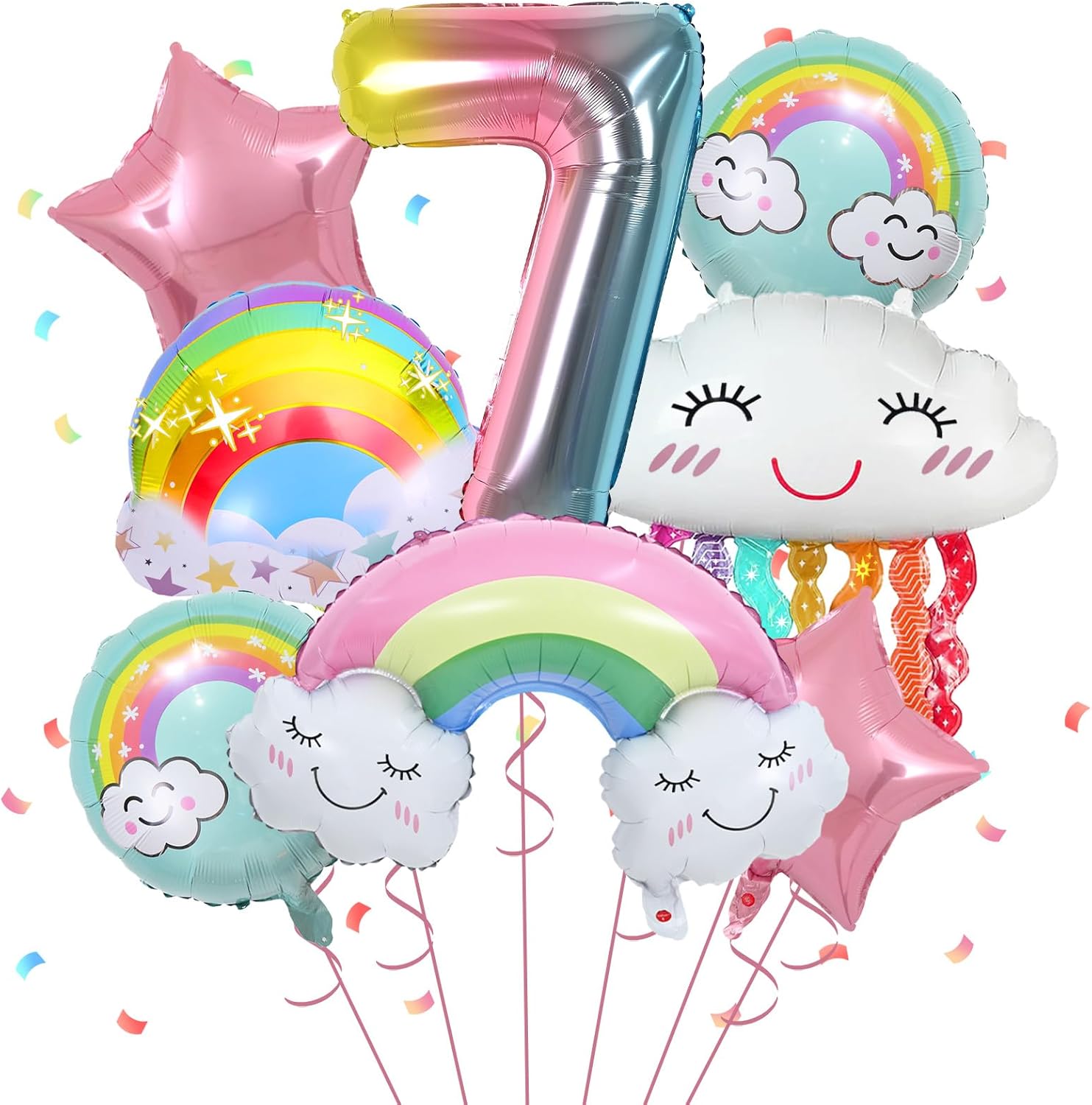 Amazon.com: 7th Birthday Decorations Girl, 8 Pcs 7 Balloons Birthday ...