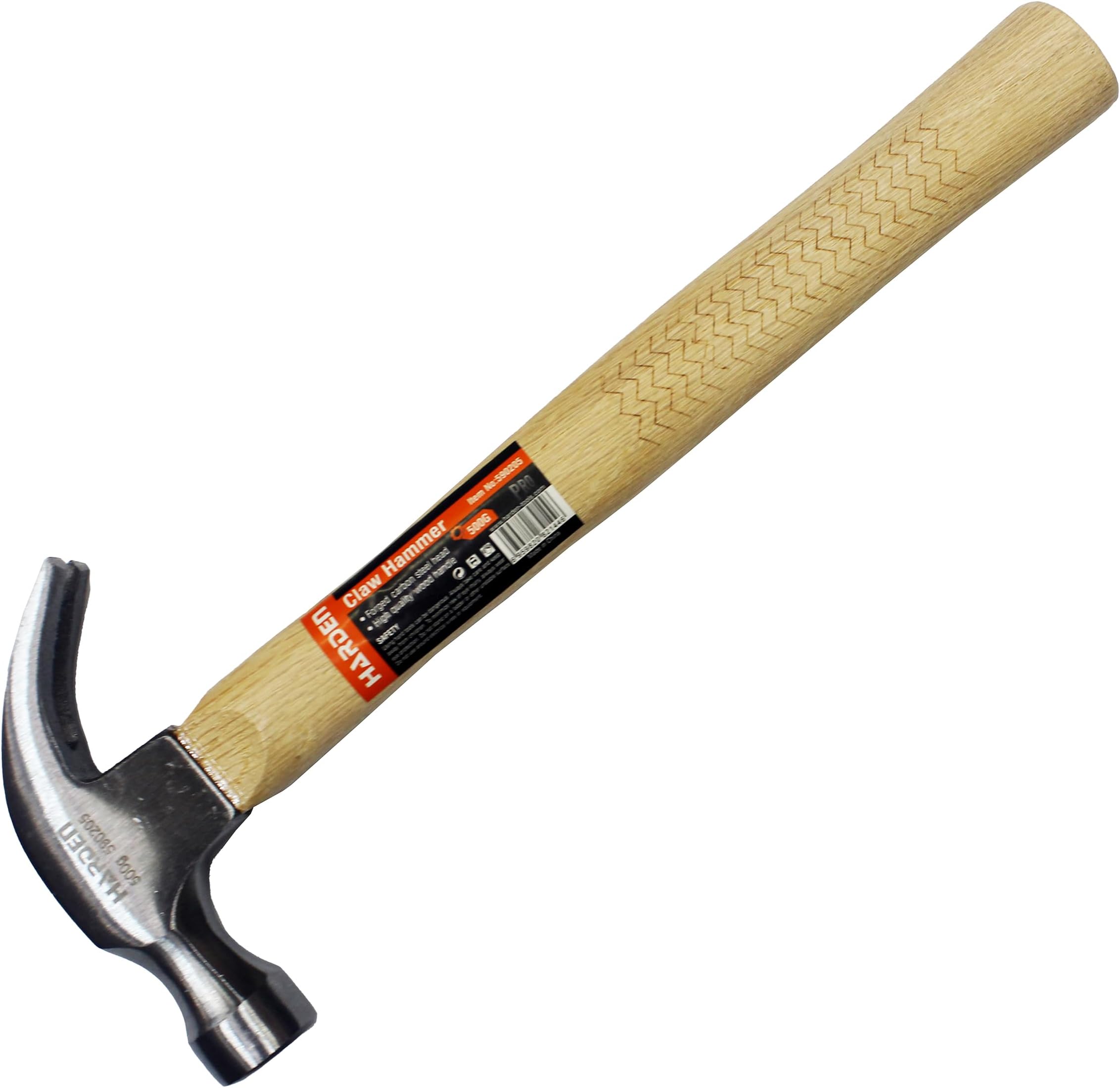 Harden 500 Grams Carbon Steel Claw Hammer with Oak Wood Handle ...