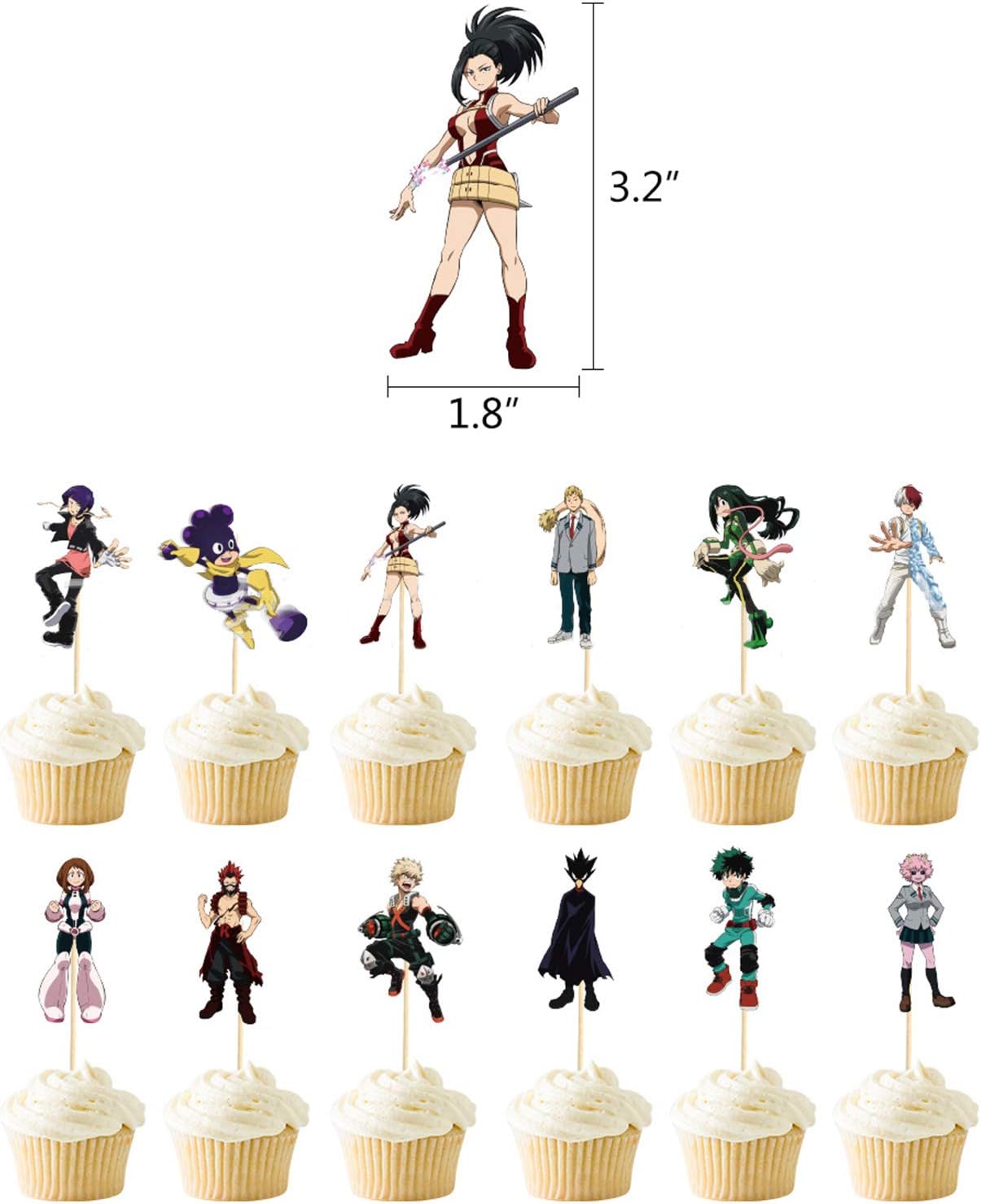 12Pcs My Hero Academia Cake Toppers Mha Happy Birthday Party Supplies ...