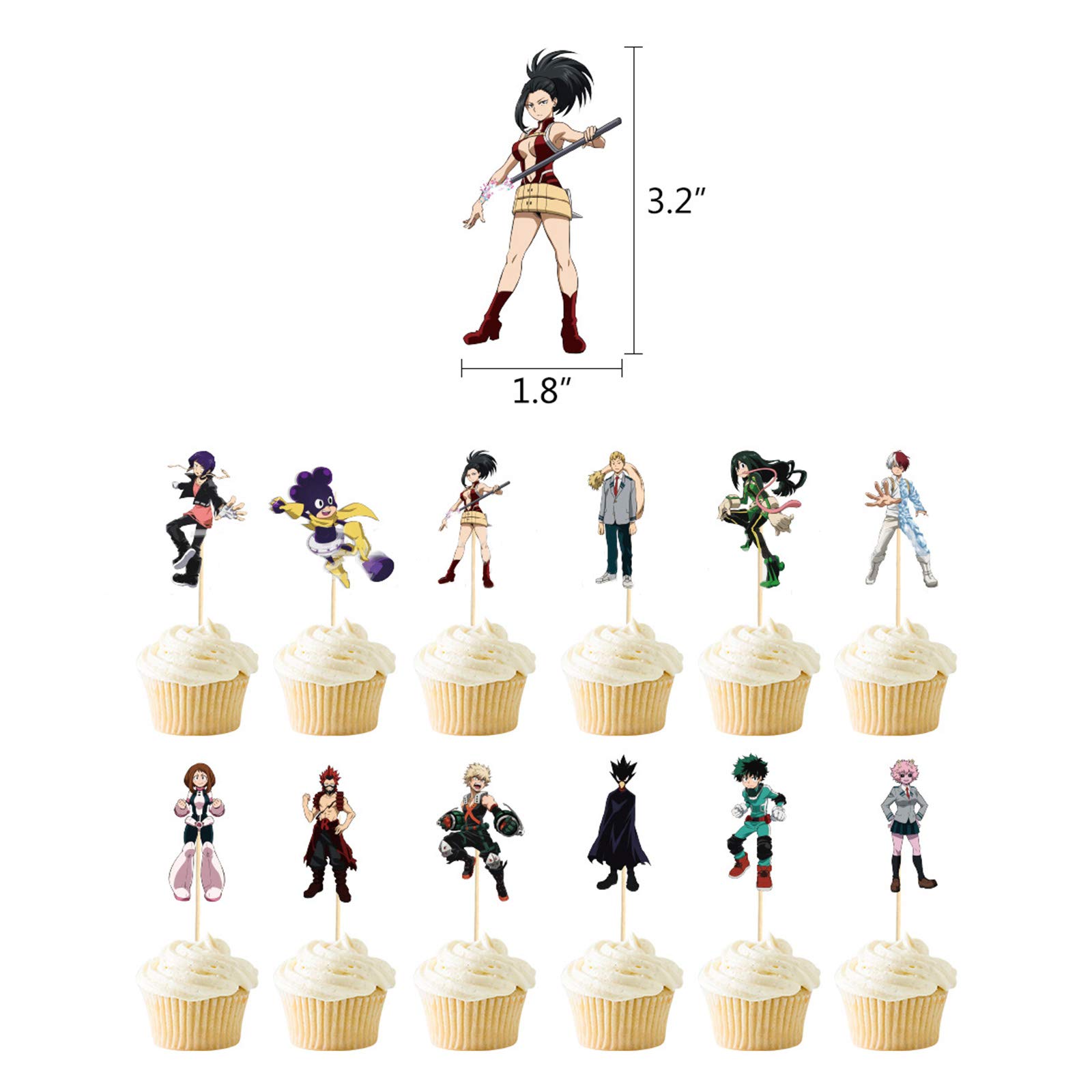 Buy 12Pcs My Hero Academia Cake Toppers MHA Happy Birthday Party ...