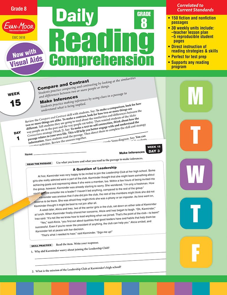 Amazon.com: Evan-Moor Daily Reading Comprehension, Grade 8 ...