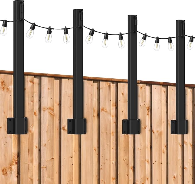 Amazon.com : String Light Poles,4 Pack 1.3 Ft Metal Poles Stand for ...