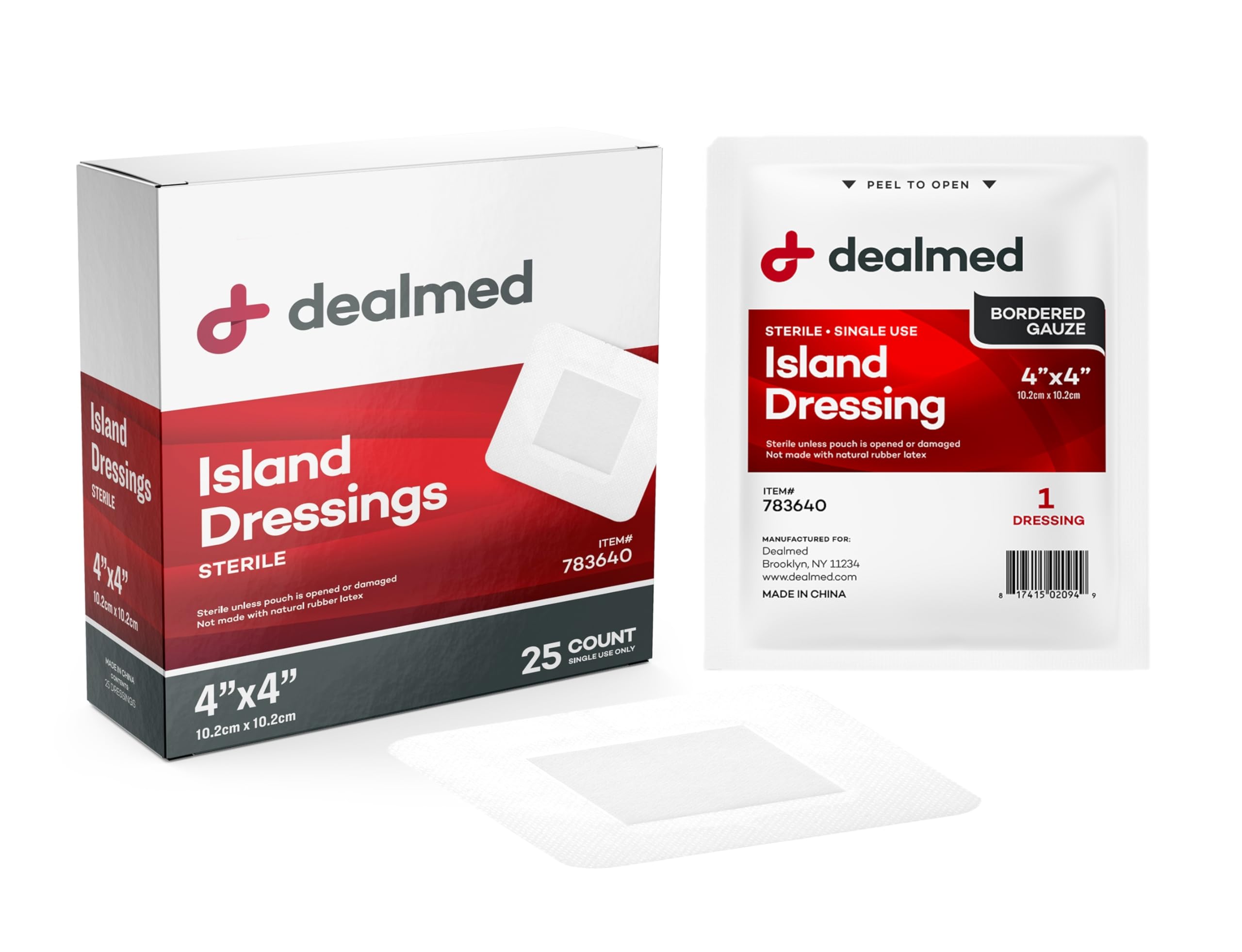 Amazon.com: Dealmed Sterile Bordered Gauze Island Dressings – 25 Count ...