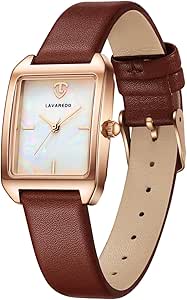Amazon.com: L LAVAREDO Women's Leather Strap Watch Waterproof Analog ...