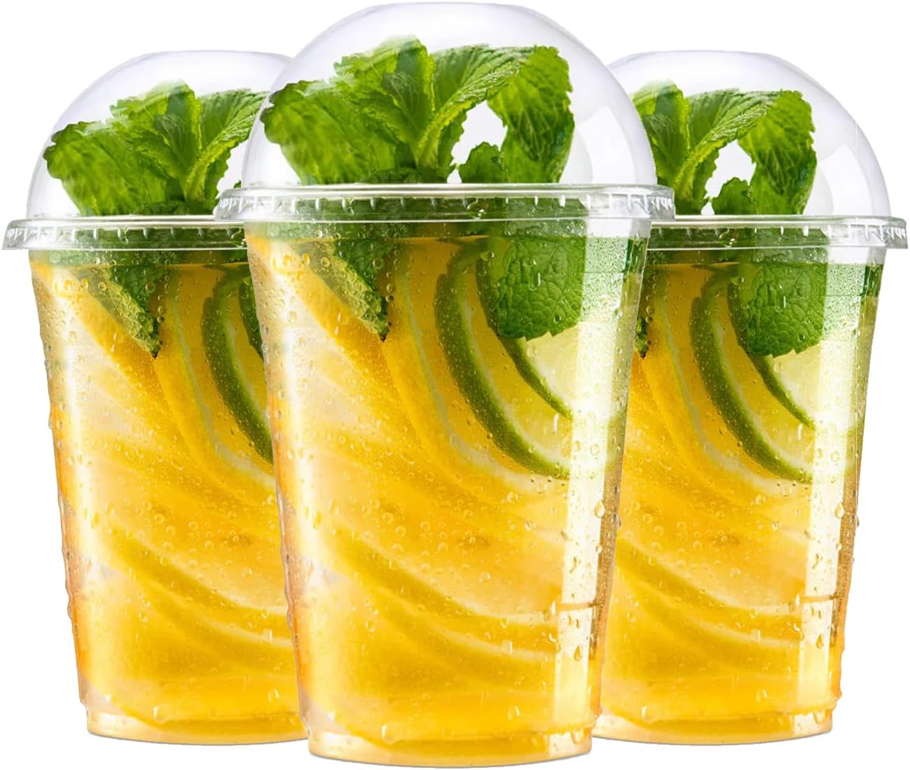 Strong Plastic Smoothie Cups with Dome Lids - 50 Pack of 16 oz ...