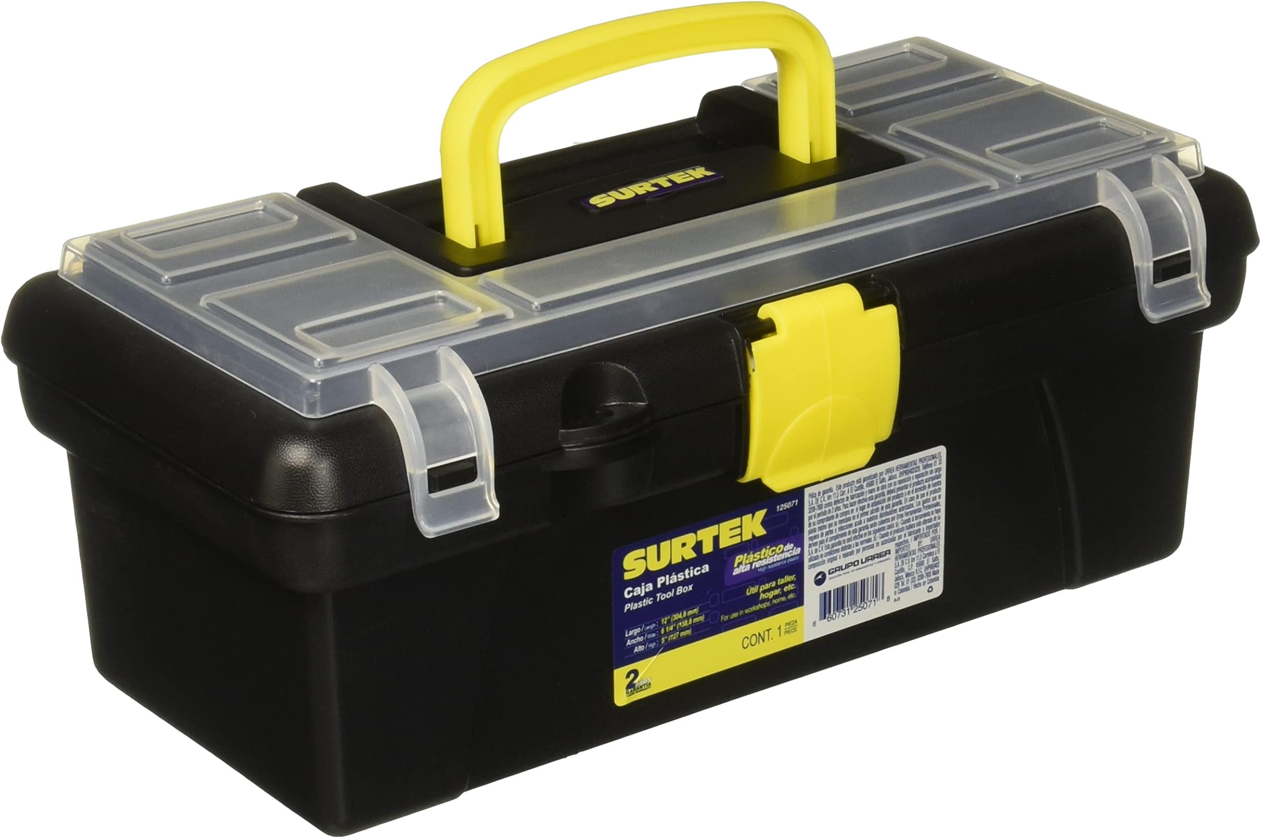 Surtek CPS19P Caja portaherramientas plástica con broches plásticos y ...