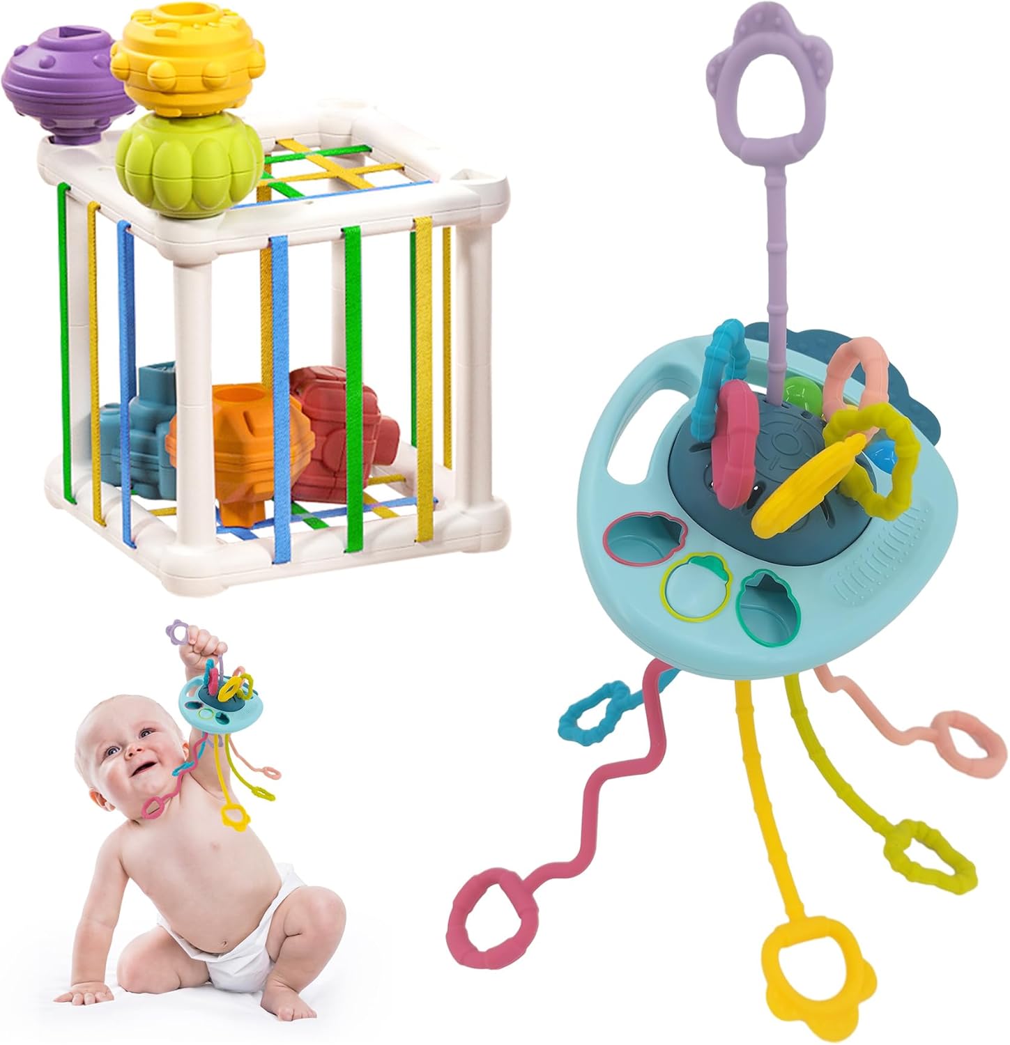 Amazon.com: 2 Pack Montessori Toys for babies, Pull String Toys for ...