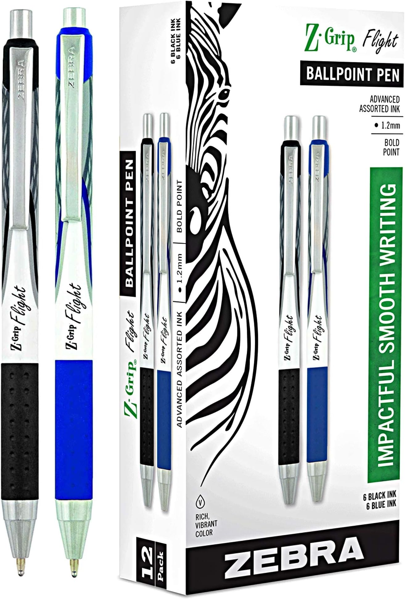 Amazon.com : Zebra Classic Z-Grip Flight Ballpoint Pens - 1.2mm - Black ...