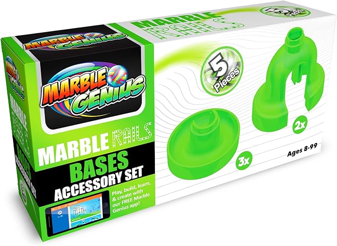 Amazon.com: Marble Genius Marble Rails Bases: 5 Piece Marble Run (3 ...
