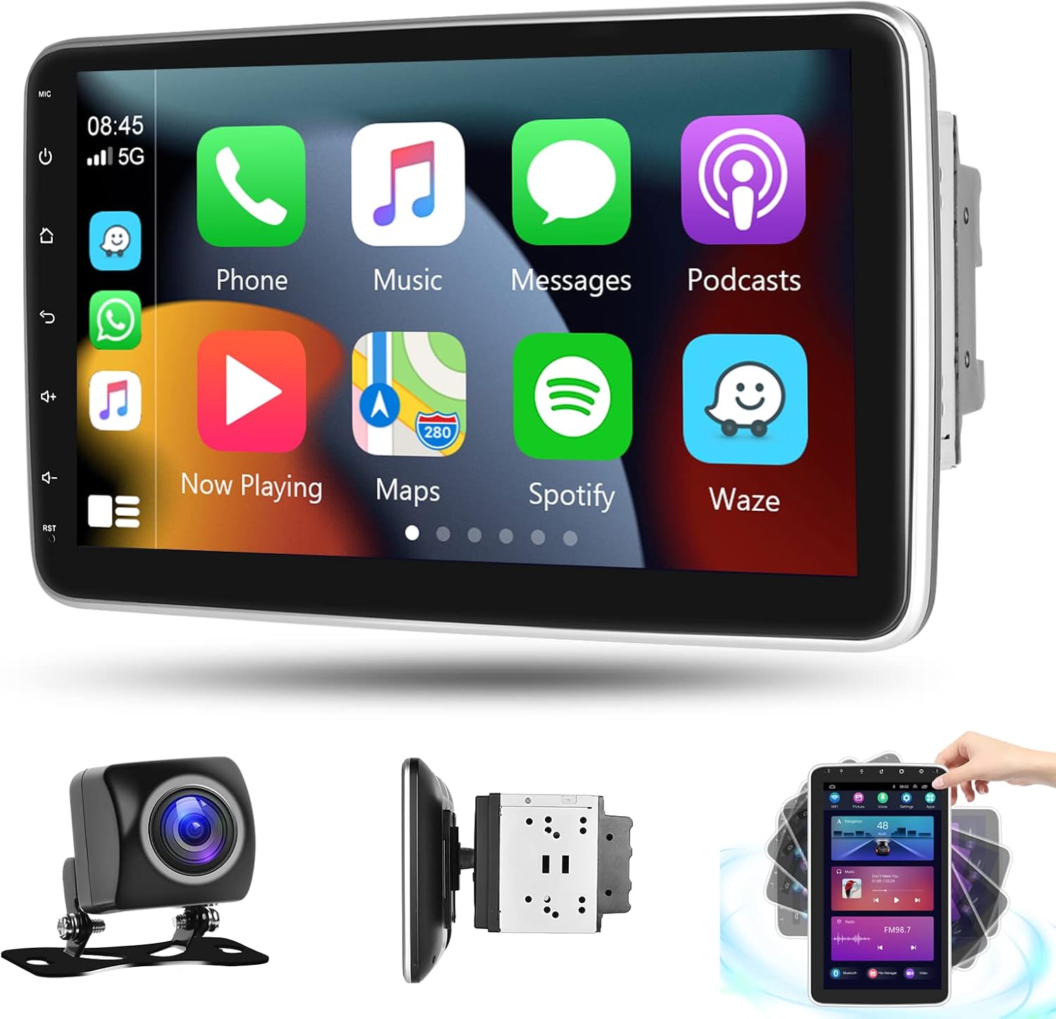 10.1 Inch Double Din Car Stereo Radio Wireless Apple Carplay Android ...