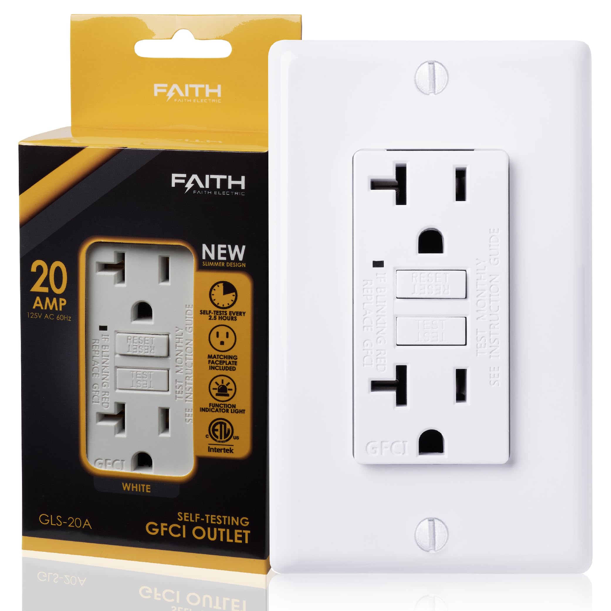 Snapklik.com : Faith 20A GFCI Outlet, ETL Listed, Non-Tamper-Resistant ...
