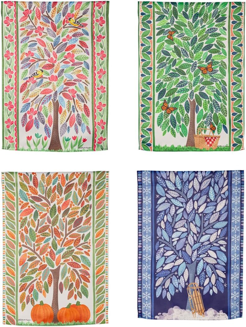 Amazon.com : Evergreen Flag 4 Season Trees Garden Flags, Set of 4 ...