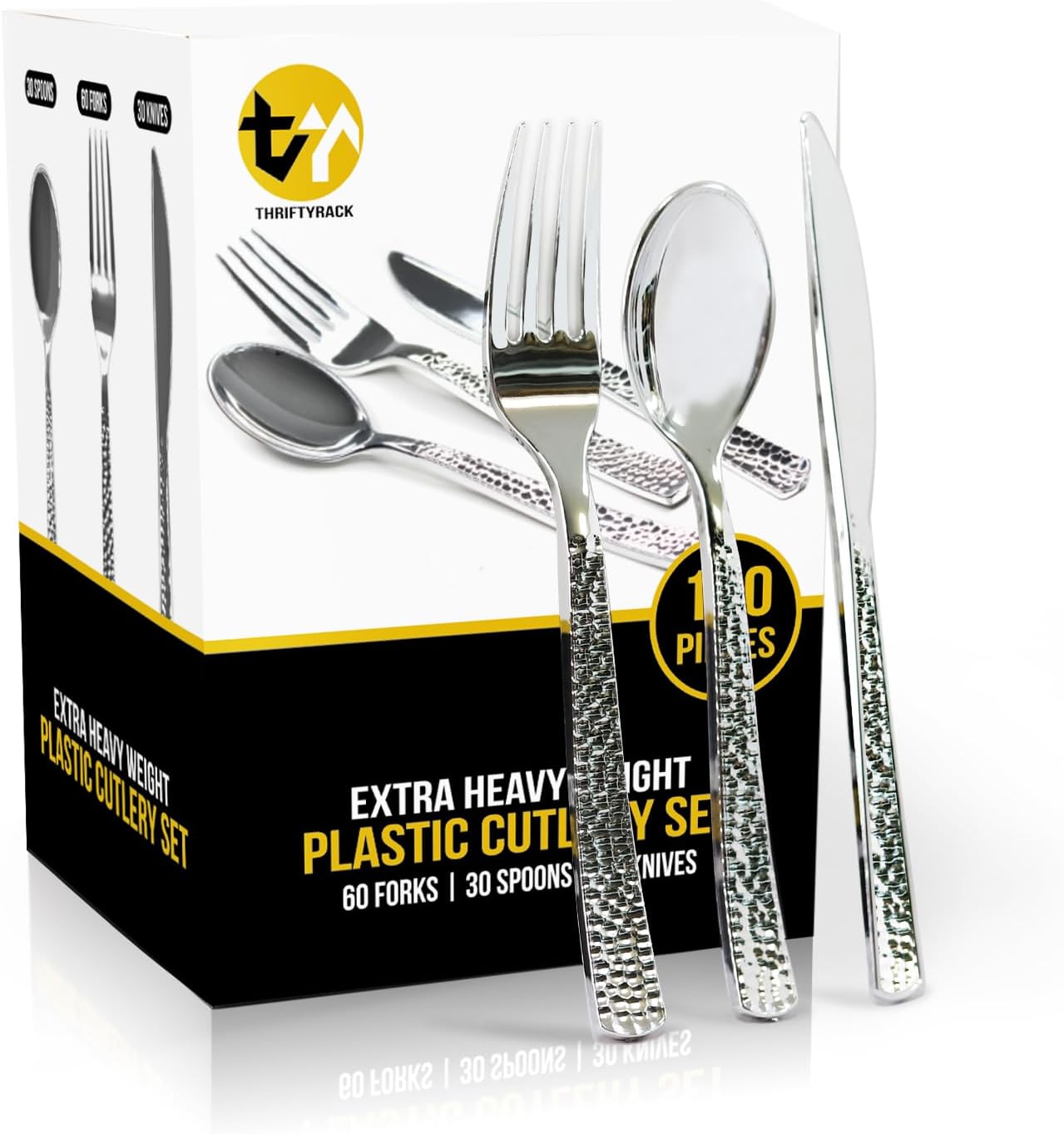 Amazon.com: 360 Plastic Silverware Set | Silver Glitter Clear Plastic ...