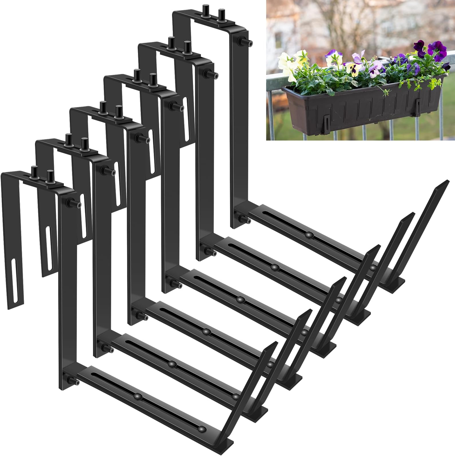 Amazon.com: Raweao Adjustable Window Box Brackets - 2 Pack Planter Box ...