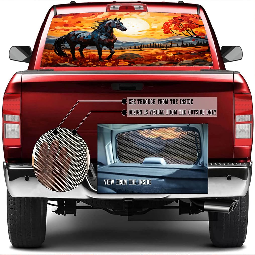 Amazon.com - Cool Black Horse Truck Rear Window Decals Vintage Animal ...