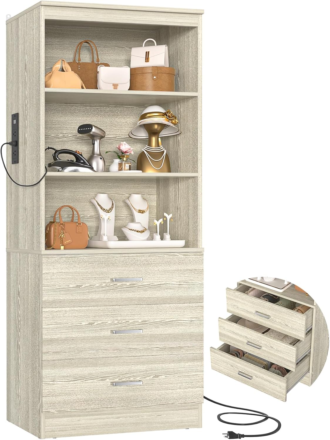 Amazon.com: Aheaplus 23.6" Closet Drawers System, Wood Closet Organizer ...