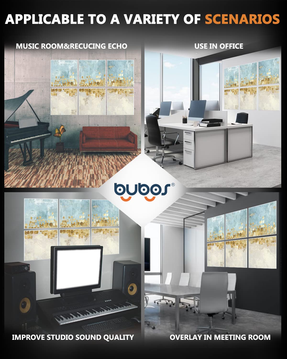 Snapklik.com : Art Acoustic Panels,72x48inch Self-Adhesive Acoustical ...