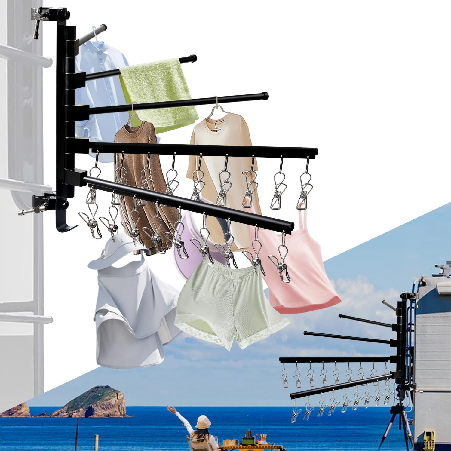 Amazon.com: Fistihon Upgrade RV Clothes Drying Rack, Five 15.3" Long ...