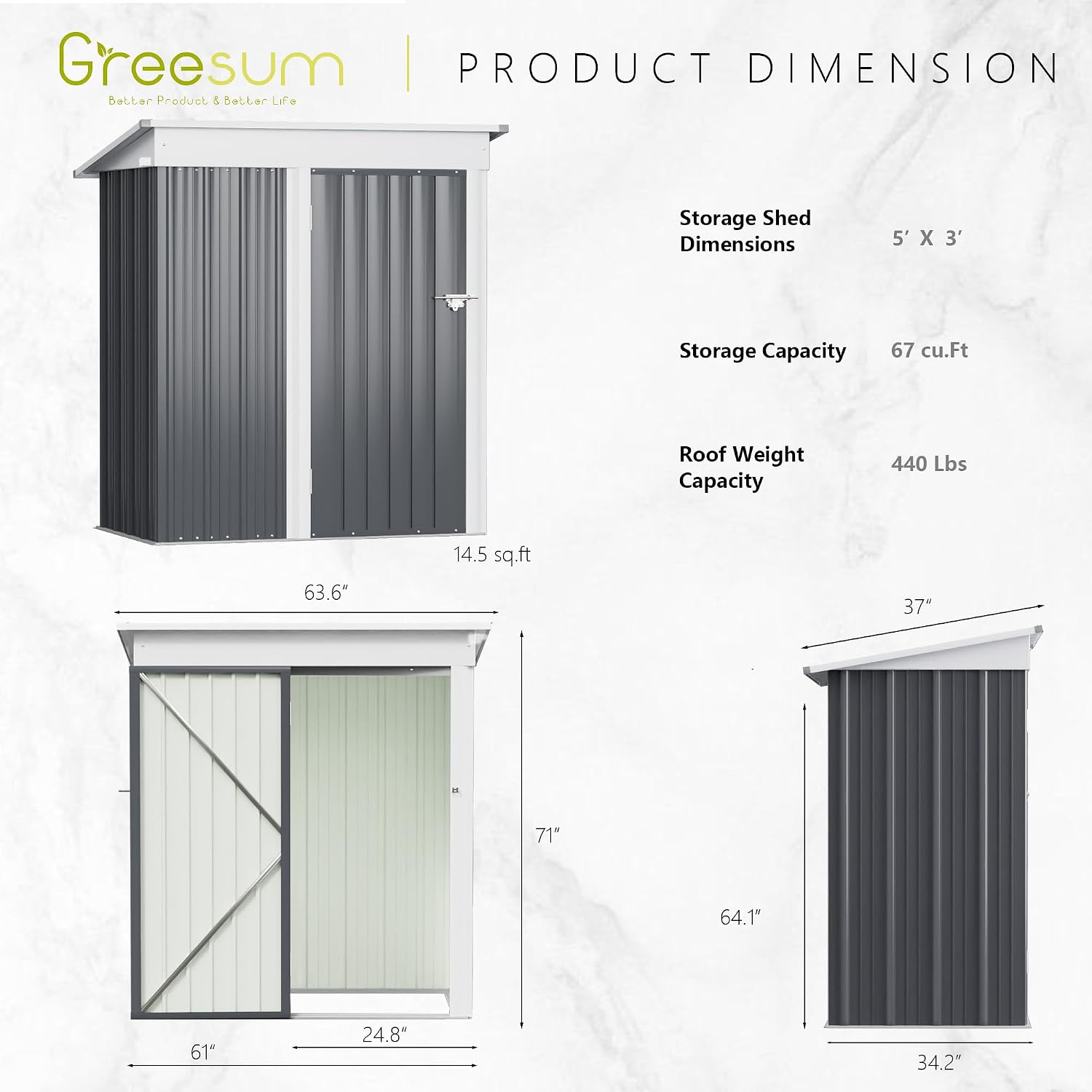 Greesum Metal Outdoor Storage Shed - 5FT x 3FT, Gray in Nepal at NPR ...