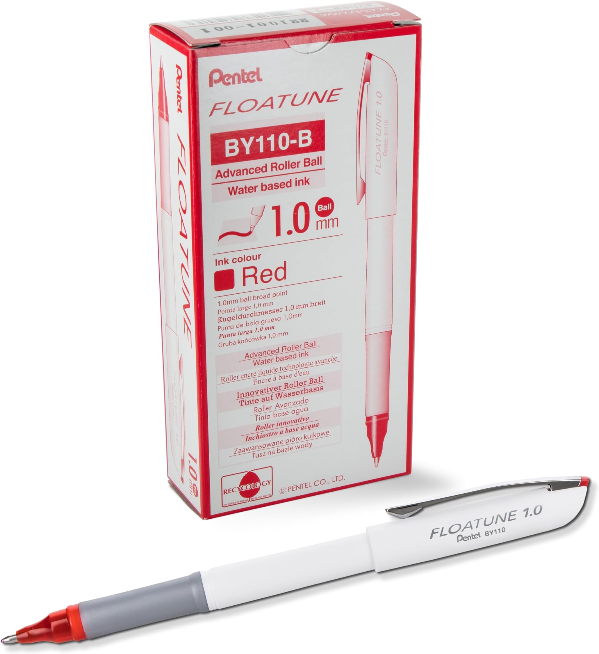 Amazon.com: Pentel Floatune Rollerball, 1.0mm Bold Point, Red Ink, Box ...