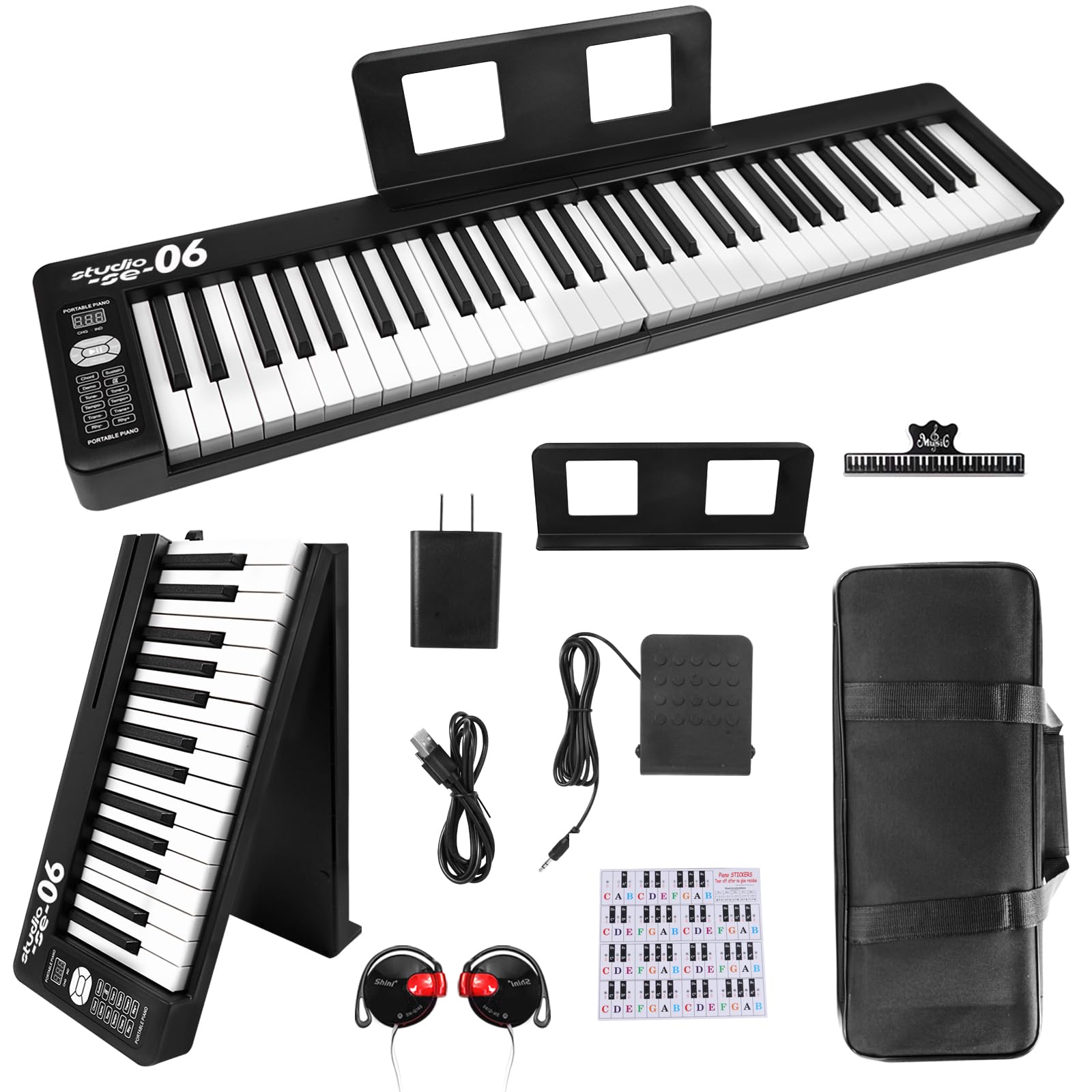 Amazon.com: Soulmate Piano Keyboard for Beginner 61 Key Foldable Piano ...