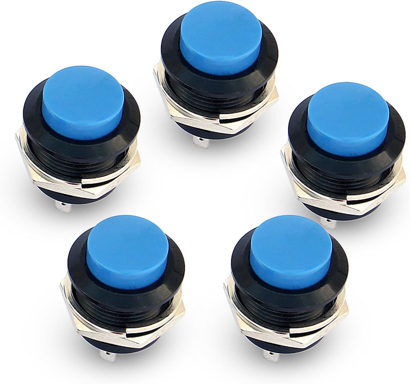 Ytian 5 Pcs Round Cap Momentary Push Button Switch,AC 6A/125V 3A/250V ...