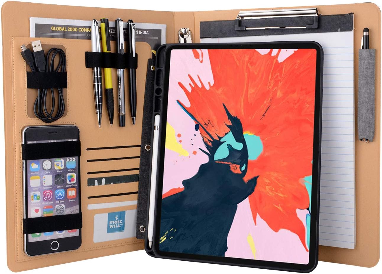 Amazon.com : 3-Ring Binder Portfolio with 3/4 inch Ring, Holds Tablet ...