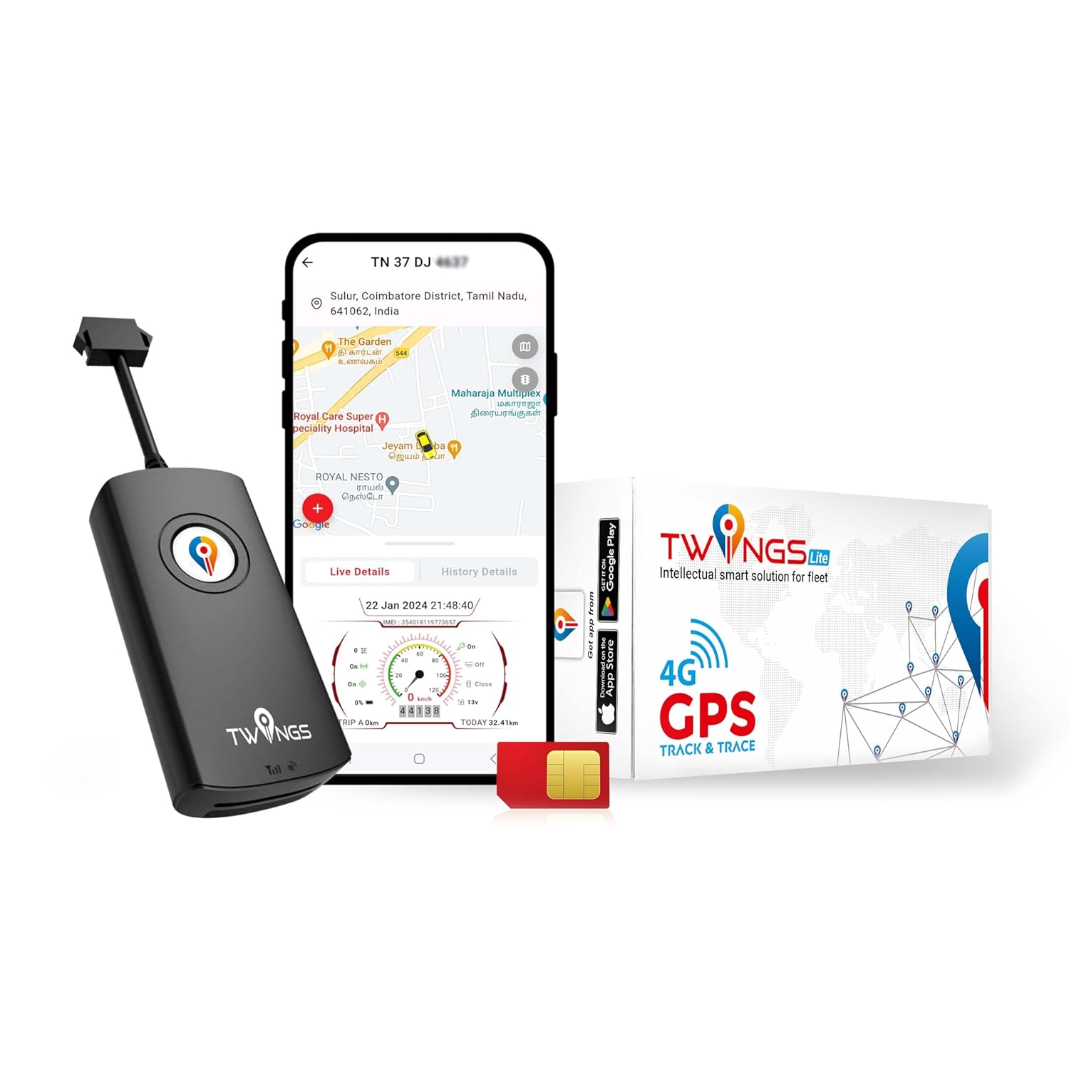 TWINGS LITE- 4G, Wired Hidden GPS Tracker (Live Location,Safe Parking ...