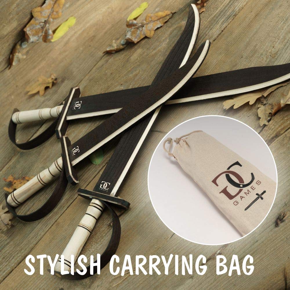 CG GAMES Engaging Wooden Pirate swords for Kids 3 Pack Eco-Friendly ...