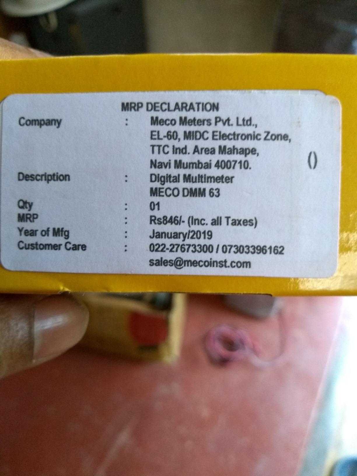 Meco Dmm-63 Digital Multimeter : Amazon.in: Industrial & Scientific