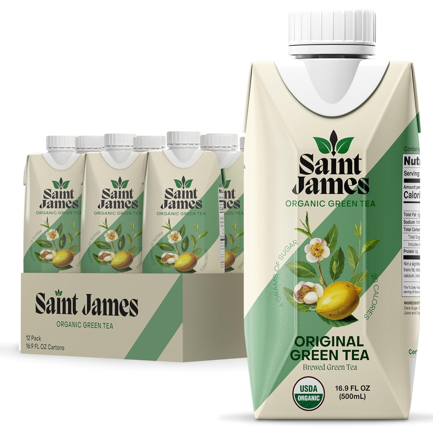 Amazon.com : Saint James Iced Tea - Organic Green Tea - Non GMO, Gluten ...