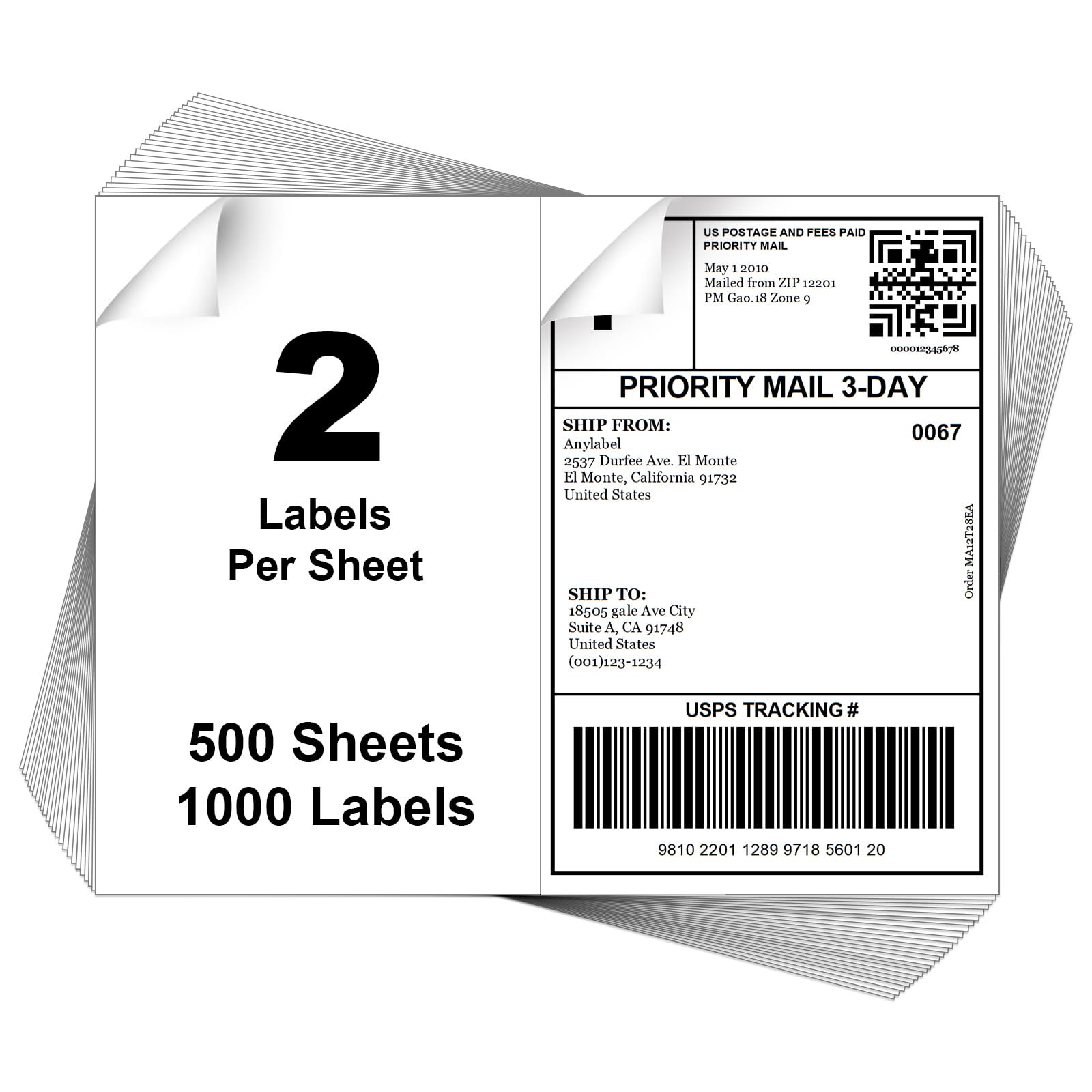 Snapklik.com : Anylabel 8.5 X 5.5 Half Sheet Self Adhesive Shipping ...