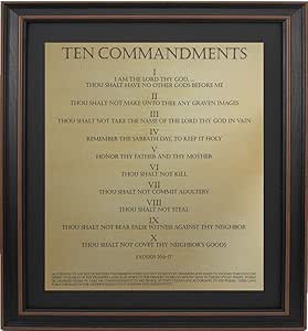 Amazon.com: Framed Ten Commandments Wall Decor: Wall Art. Christian ...