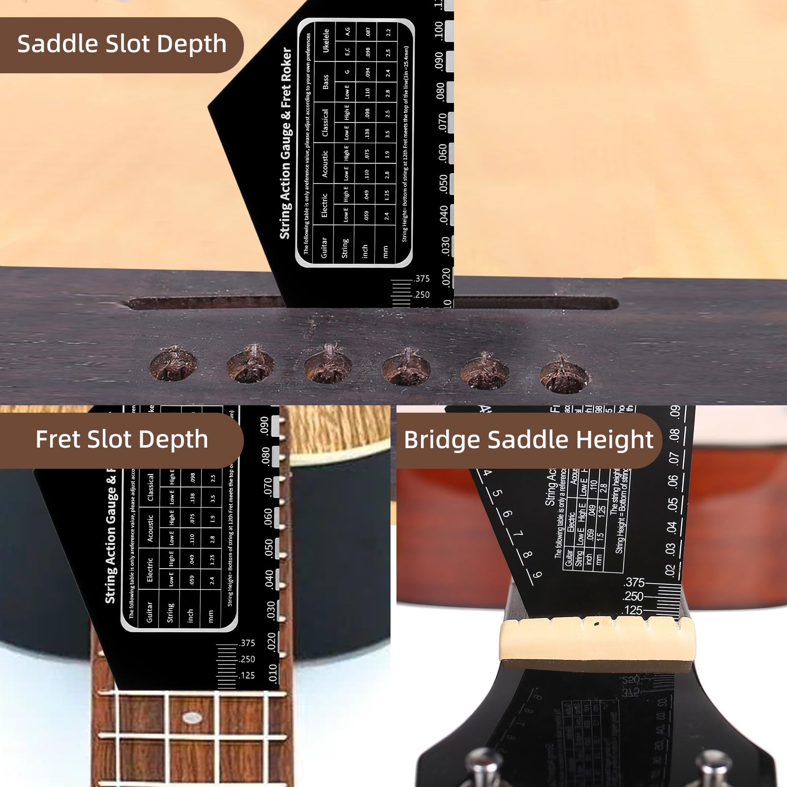 Snapklik.com : 1PCS Black And White Guitar String Action Gauge Ruler ...