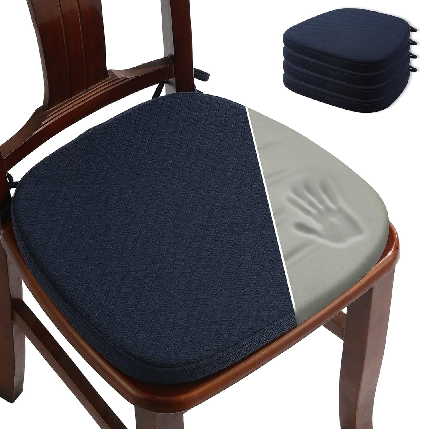 Amazon.com: BUYUE Luxury 100% Pure Memory Foam Chair Cushions 4 Pack ...