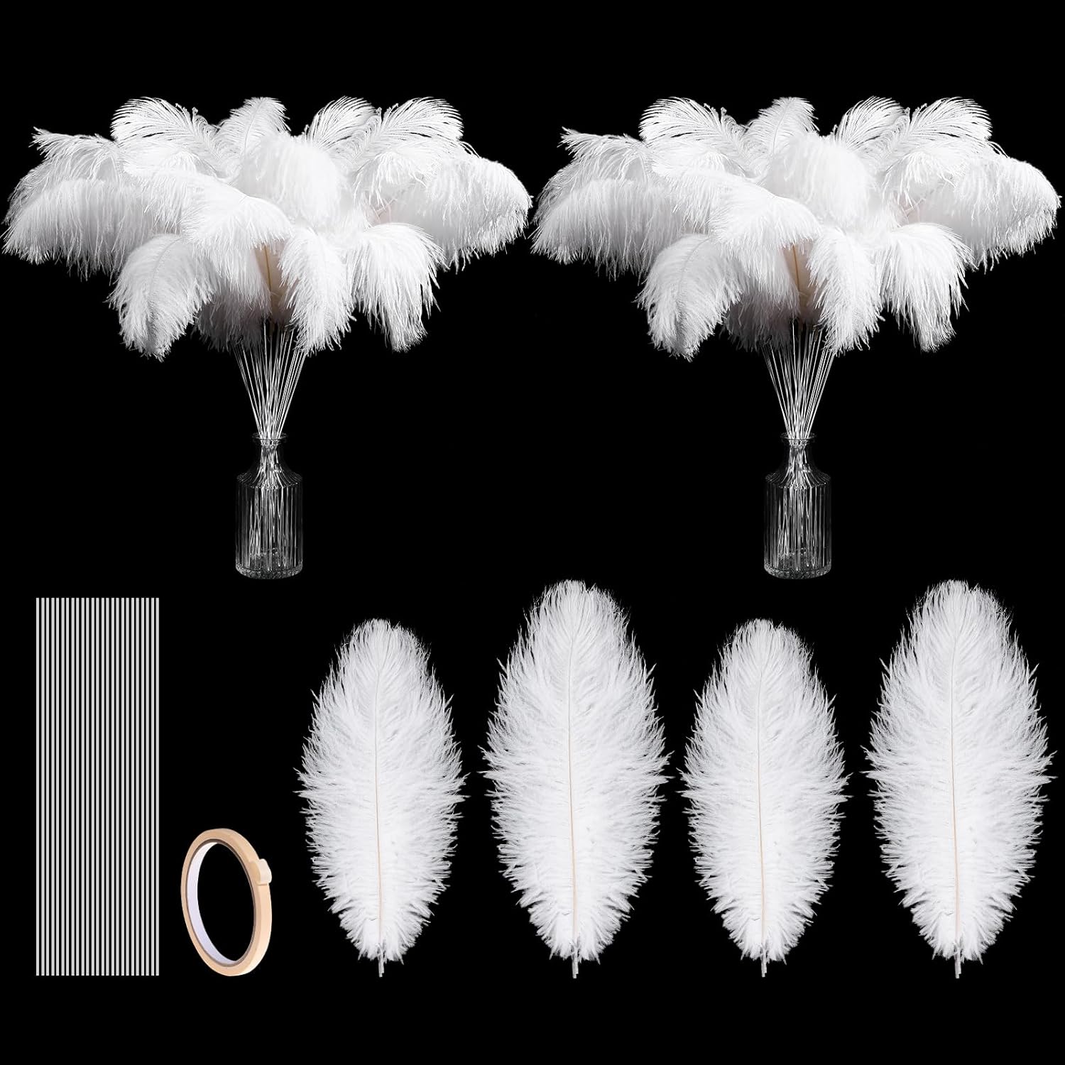 Amazon.com: Crowye 100 Pcs Ostrich Feathers Bulk 12-14 Inch, 10-12 Inch ...
