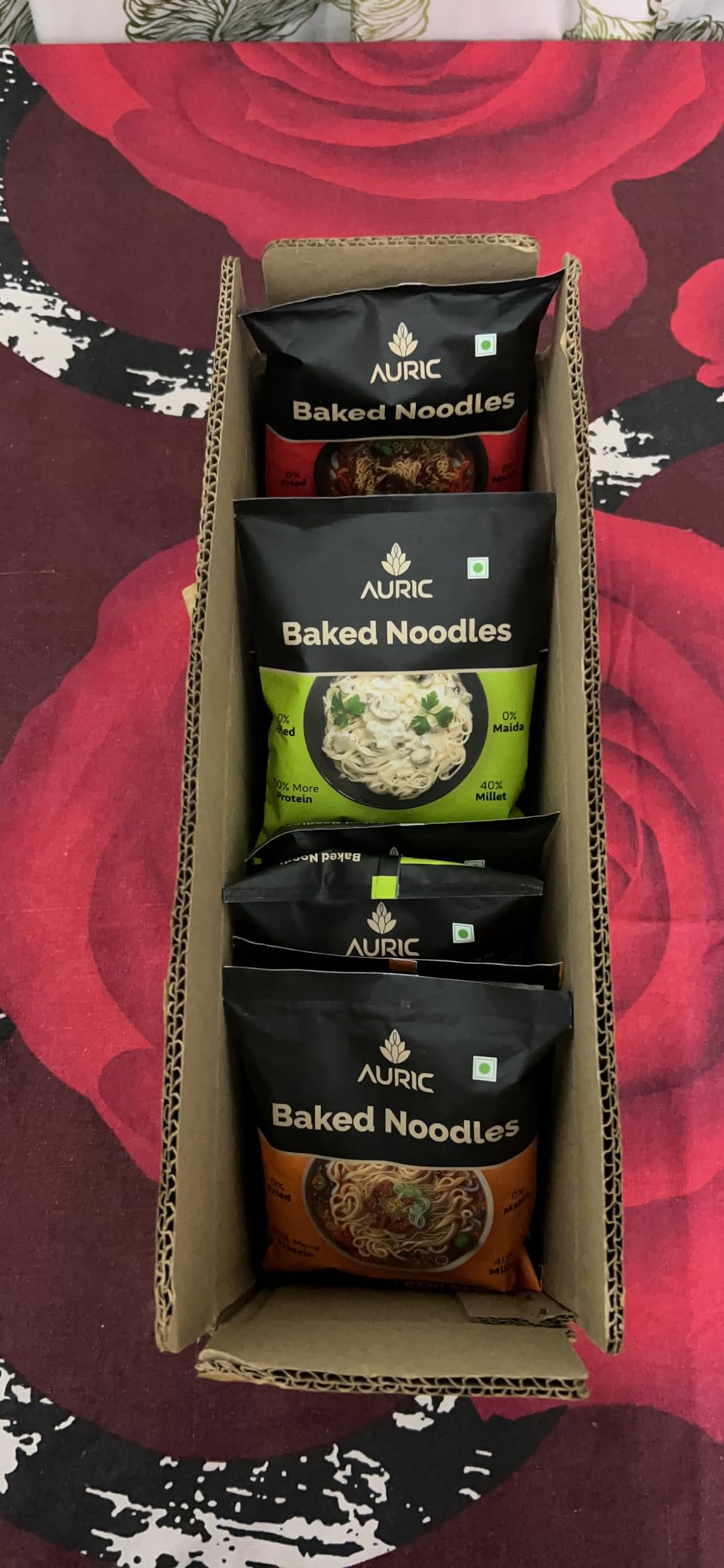 Auric Baked Instant Chinese Schezwan Noodles 70 Gram (Pack Of 12) Baked ...