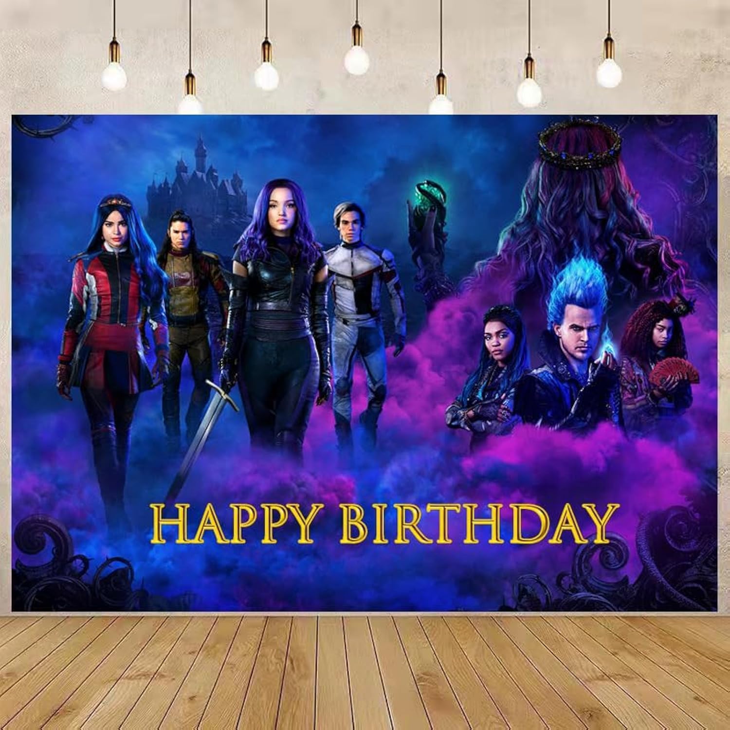 Amazon.com : Purple Descendants Backdrop for Birthday Party Decorations ...