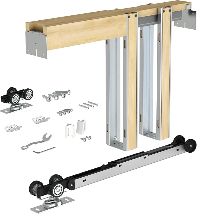 JUBEST 30"x80" Pocket Door Frame Kit with 88LBS Two-Way Soft-Close ...