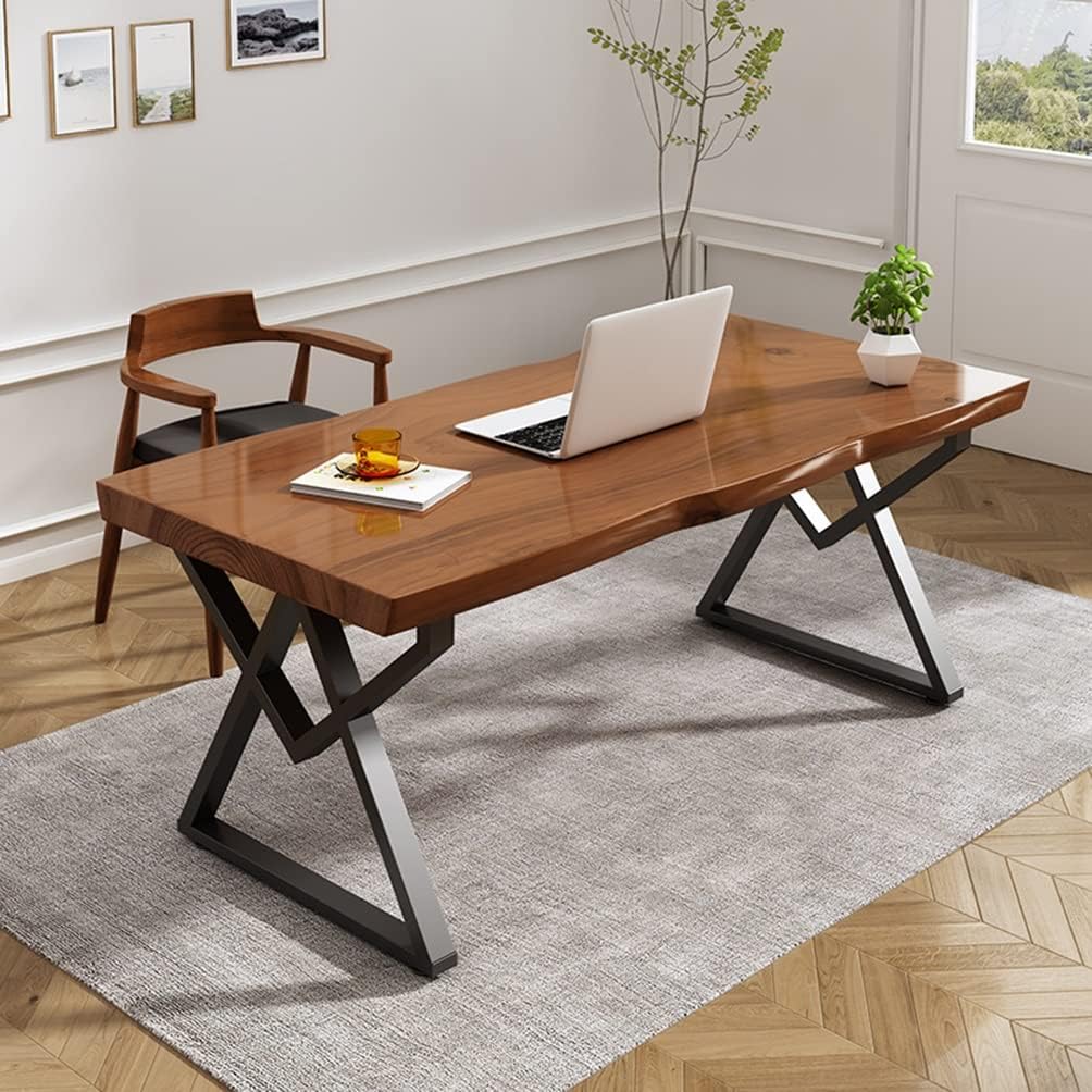 Escritorio moderno de madera maciza de metal para computadora mesa ...
