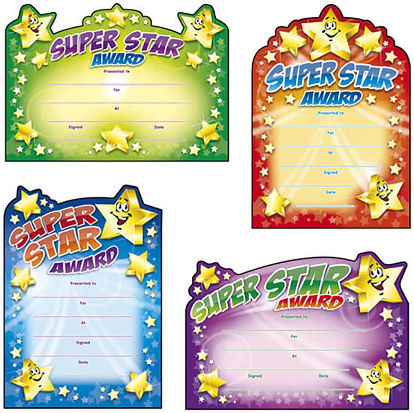 40 Super Star Award Cut Out Design Motivational Childrens Pupils School ...