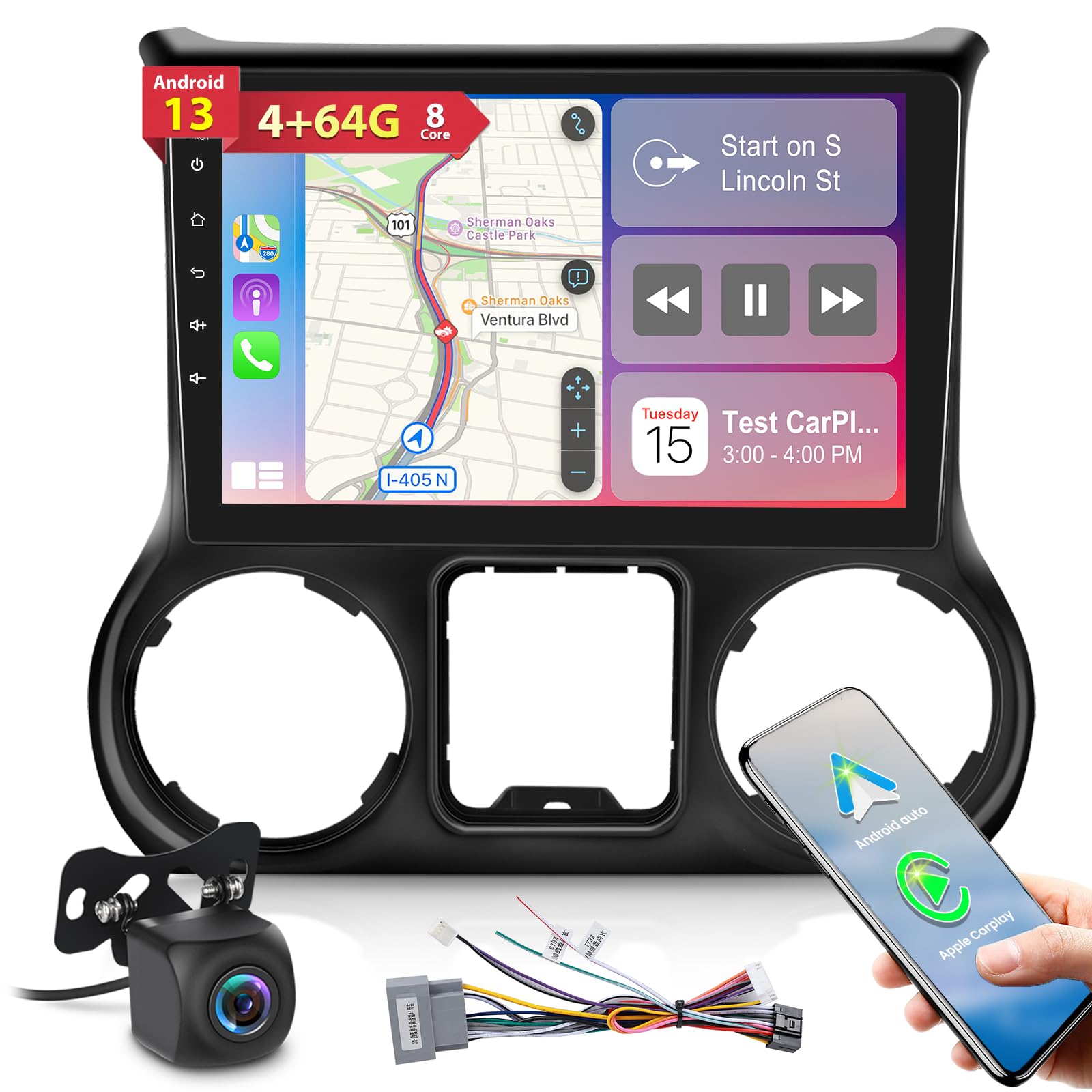 Amazon.com: 8 Core [4G+64G] Car Radio for Jeep Wrangler 2015 2016 2017 ...