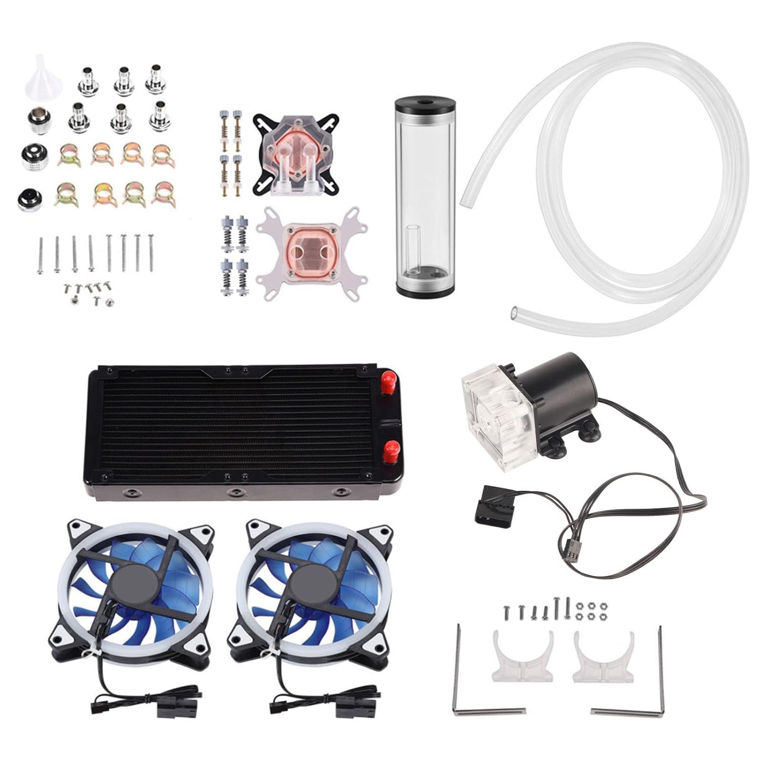 am4 wDIY 240 mm enfriador de CPU / GPU Bloque Puater Kit de refrigeración personalizado Kit de ...
